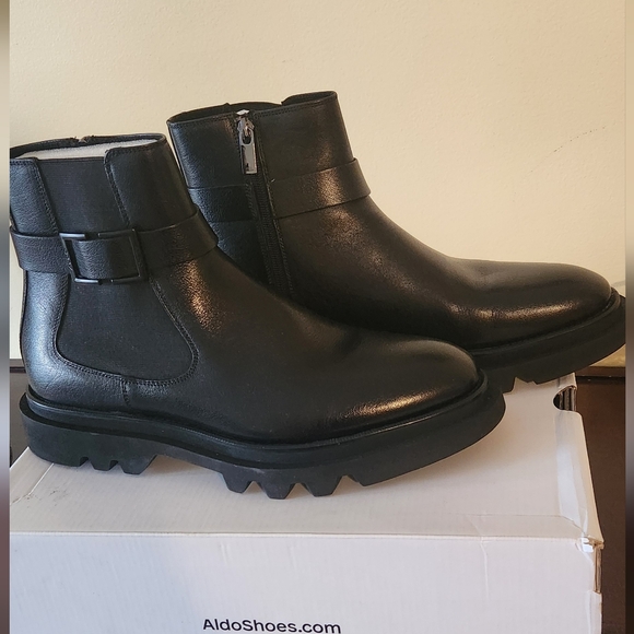 Aldo | Shoes | Aldo Black Leather Ankle Boots | Poshmark